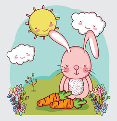 Cartoon garden with carrots Royalty Free Vector Image