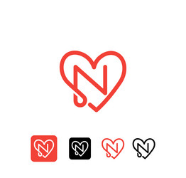 Initial linear letter combine with heart symbol Vector Image