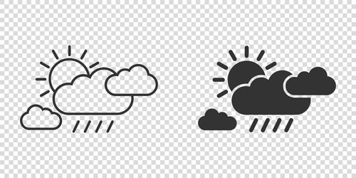 Weather icon in flat style sun cloud and rain Vector Image