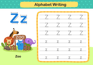 Alphabet Z - Cute Zoo Animals Royalty Free Vector Image