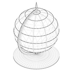 Globe wireframe from black lines isolated on white
