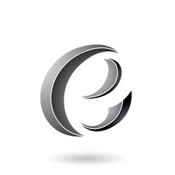 Grey glossy crescent shape letter e Royalty Free Vector