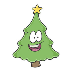 Angry christmas tree cartoon character Royalty Free Vector