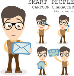 Smart people cartoon character eps 10 Royalty Free Vector