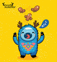 Scary crazy mad grimace monster greeting card Vector Image