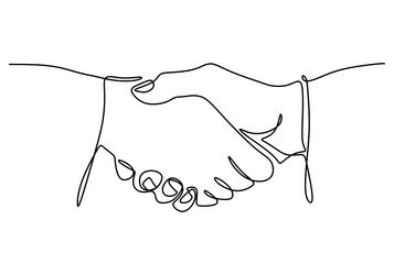 Continuous one line of a handshake handshaking Vector Image