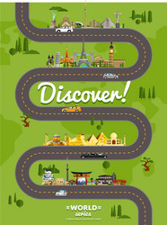 Discover the world poster with famous attractions Vector Image