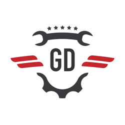 Initial letter gd gear vintage logo concept Vector Image