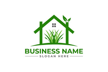 Lawn care grass trimming landscape logo Royalty Free Vector