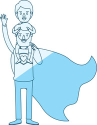 Blue silhouette shading cartoon full body super Vector Image