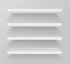 Wall shelf white 3d empty store background Vector Image