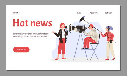 Web banner with tv journalist takes Royalty Free Vector