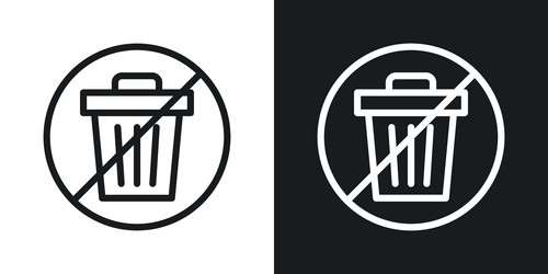 No trash sign icon set ban on littering Royalty Free Vector