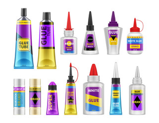 Realistic glue tube stick bottle mockup set Vector Image