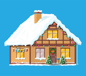 Suburban house covered snow Royalty Free Vector Image