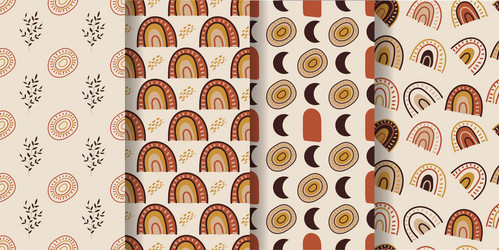 Aesthetic patterns boho patterns set of seamless Vector Image