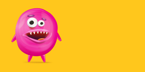 Cartoon funny pink alien monster with heart Vector Image
