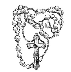 Catholic rosary doodle hand drawn sketch religion Vector Image