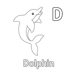 Dolphin animal tracing letter abc coloring page d Vector Image