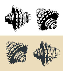 Chain sprocket transmission blueprints Royalty Free Vector