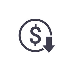 Cost reduction icon price lower arrow low Vector Image