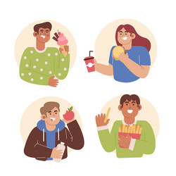 Hand drawn people eating set Royalty Free Vector Image