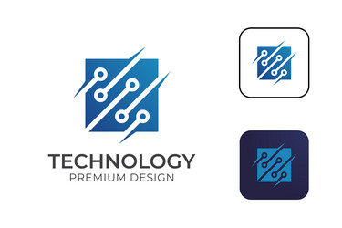 Processor chip computer logo Royalty Free Vector Image