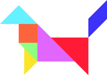 Color tangram puzzle in trapezoid shape on white Vector Image