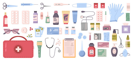 First Aid Kit Items Clipart