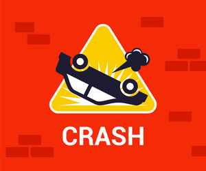 Road sign car accident on track Royalty Free Vector Image