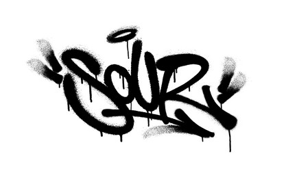Sprayed sour font graffiti with overspray in black