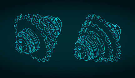 Chain sprocket transmission blueprints Royalty Free Vector