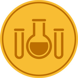 Chemistry flask gold coin Royalty Free Vector Image