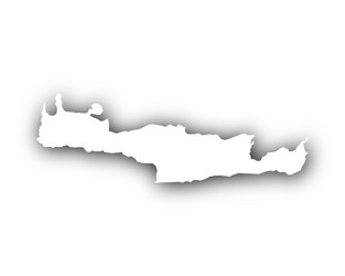 Map of crete with shadow Royalty Free Vector Image