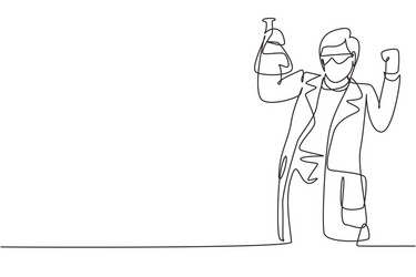 Single one line drawing of lab microscope Vector Image