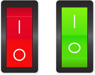 Red and green on off switch button Royalty Free Vector Image