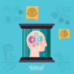 Artificial intelligence poster with human head Vector Image