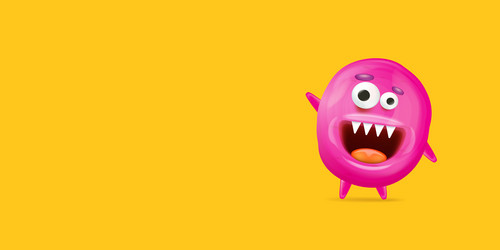 Cartoon funny pink alien monster with heart Vector Image
