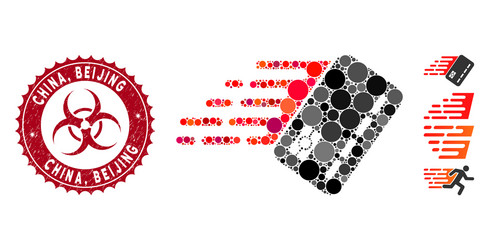 Collage express banking card icon with textured Vector Image