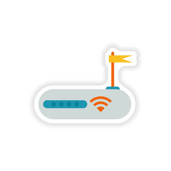 Paper sticker on white background wi-fi router Vector Image