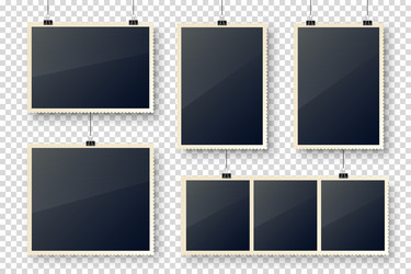 Photo card frame rope hanging digital photography Vector Image