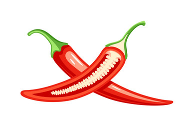 Red chili pepper in cartoon style Royalty Free Vector Image