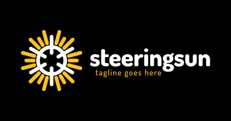Ship steering sun logo wheel logo design Vector Image