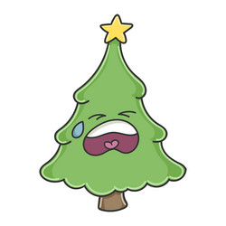 Angry christmas tree cartoon character Royalty Free Vector