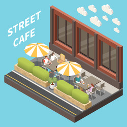 Street cafe in town square Royalty Free Vector Image
