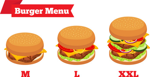 Hamburger menu with different ingredients Vector Image