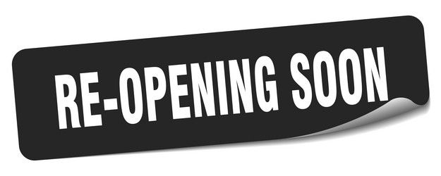 Re-opening soon sticker label Royalty Free Vector Image