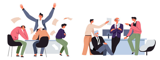 Angry team shouting work deadline stressed Vector Image