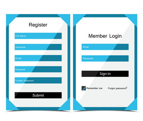 Login form page registration Royalty Free Vector Image