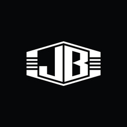 Jb letter logo monogram hexagon emblem shape Vector Image